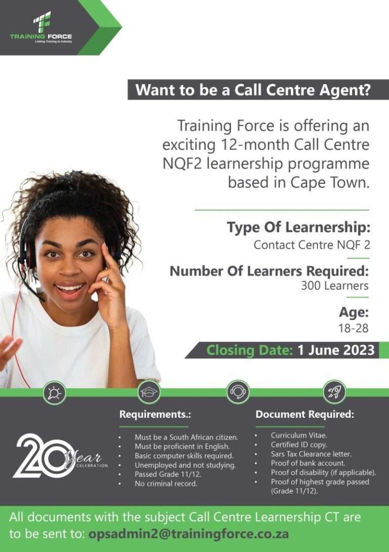 Training Force Call Centre Learnership NQF2 - SA Learnerships